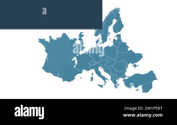 France map animation with map of Europe, largest cities and text ...