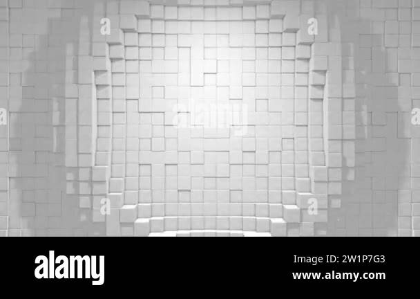 Abstract cubic geometric background, white minimal texture, 3d looped ...
