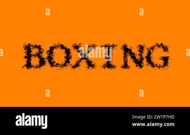 Boxing smoke text effect orange isolated background. animated text ...