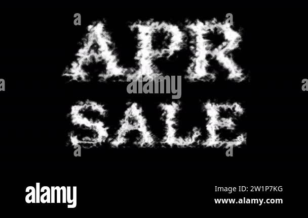 Apr Sale cloud text effect black isolated background. animated text ...
