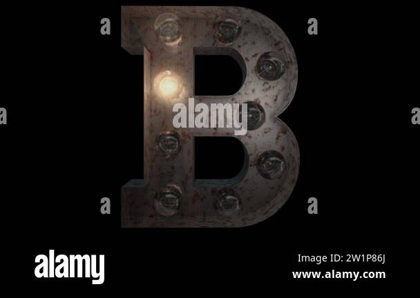 animated rusty steel blinking light bulb letters with 4 light animation ...