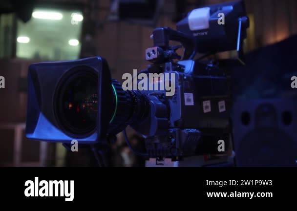 The camera in the TV studio while recording TV broadcast. Media Stock ...