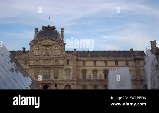 Louvre Museum, Paris. The facade of an old historic building built in ...