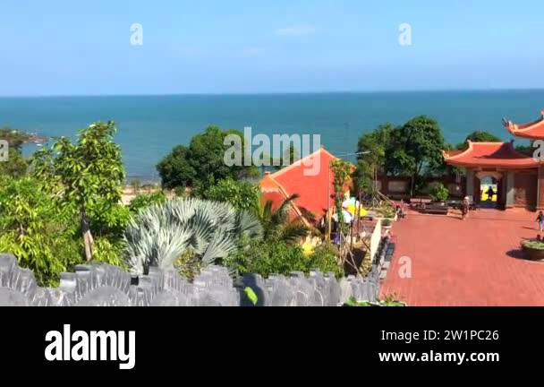 Beautiful Ho Quoc Temple on Phu Quoc Island in Vietnam Stock Video ...
