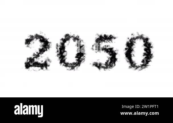 2050 smoke text effect white isolated background. animated text effect ...