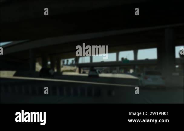 Driving on intercity freeway in Los Angeles, California USA. Defocused ...