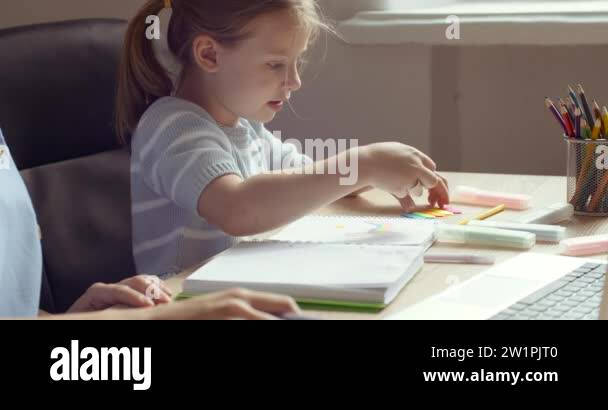 Close up side view of woman in glasses psychologist teacher engaged in ...