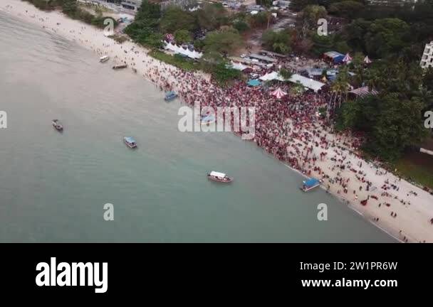 Floating Chariot Procession at sea. Crowds attend witness the ...