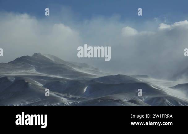 Blizzard and strong snow windstorm in Altai Kuray mountain range in ...