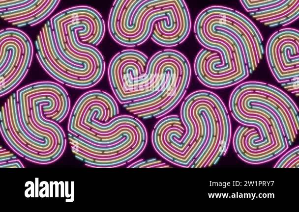 Heart neon dash line lighting moving pattern colorful, technology ...