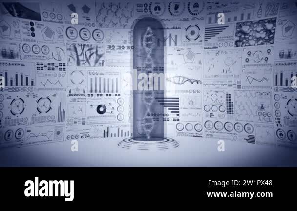 DNA helix molecule loop animation. DNA chromosome concept. Hologram ...