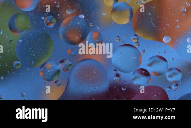 Movement oxygen bubbles in a liquid. Beautiful structure of water in ...