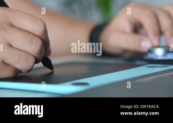 Designer Using Graphic Tablet And Digital Control Wheel Keyboard ...