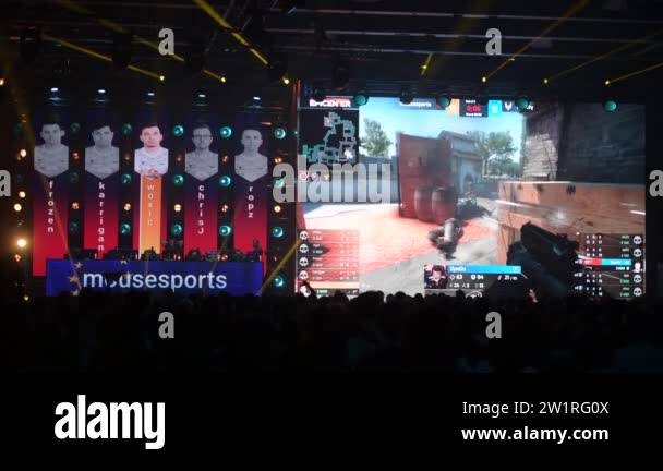 MOSCOW - 23th DECEMBER 2019: esports event. Big crowd on a stadium. Big ...
