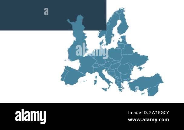 Finland map animation with map of Europe, largest cities and text ...