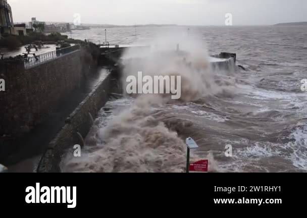 Weston-super-Mare Somerset brought high winds and big waves to the west ...