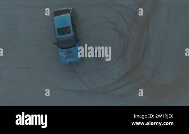 Drift of two cars. Racing cars. Copter shooting. Dance of two cars ...