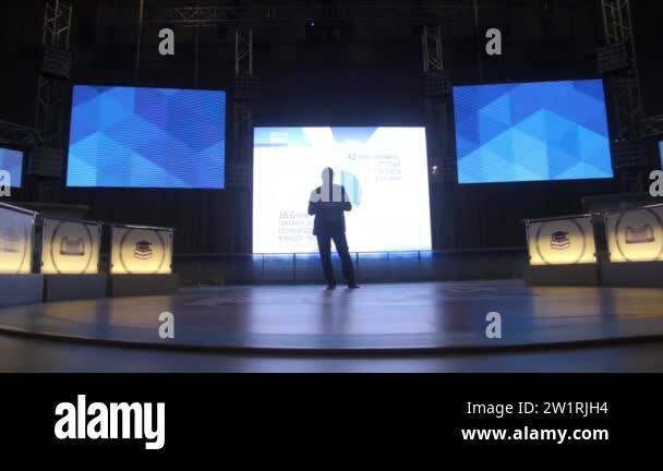 Male man TV presenter in a TV studio. TV presenter. TV host Stock Video ...