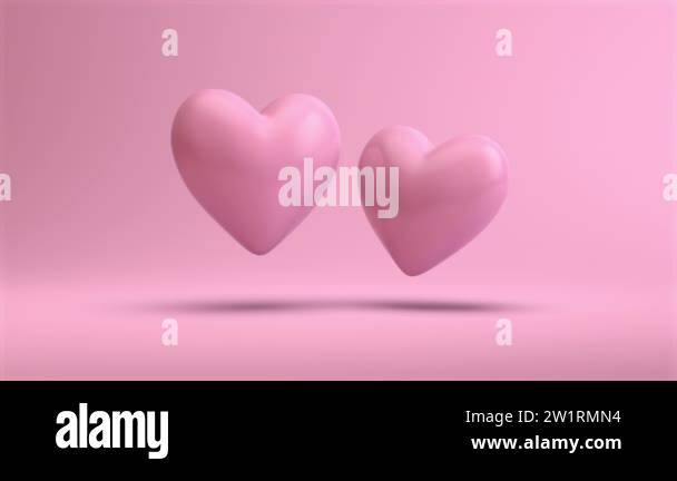 Pink 3D heart float on clean background, seamless loop animation Stock ...