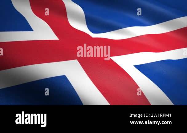 Flag of Iceland - waving flag with highly detailed fabric texture ...