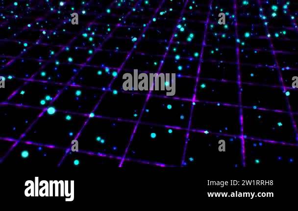 Dynamic Flowing Particle Waves Above Glowing Retro 80s Neon Grid - 4K ...