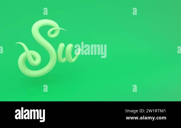 3D animation of volume stroke forming word Summer in and out on green ...