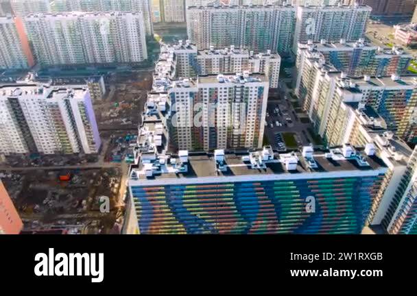 Modern new residential buildings with colorful facades in new area of ...