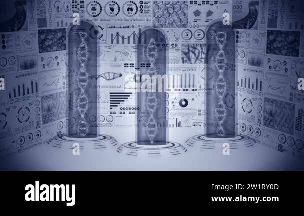 DNA helix molecule loop animation. DNA chromosome concept. Hologram ...
