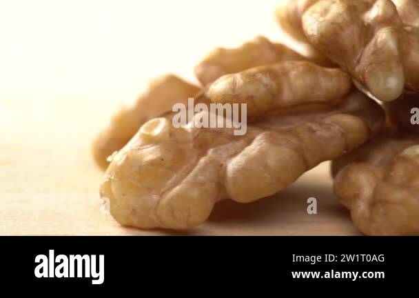Walnut close up moving . product rich in minerals and vitamins. Walnut ...