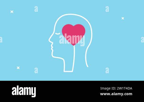 mental health animation with profile silhouette and heart Stock Video ...