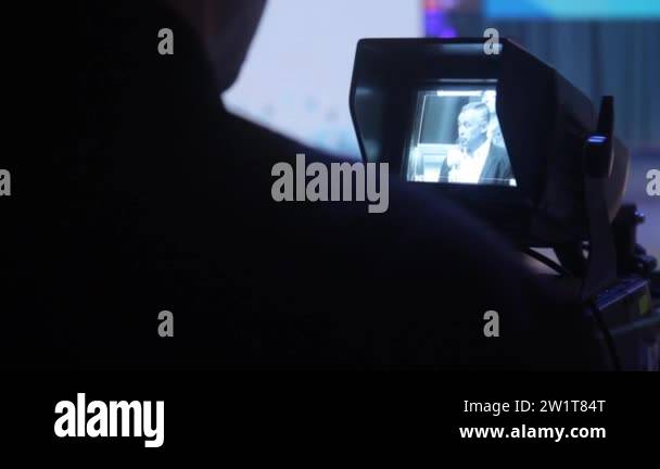 The camera in the TV studio while recording TV broadcast. Media Stock ...
