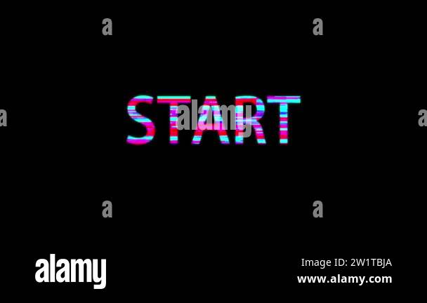 Abstract Digital Animation of Glitch and Noise. Start Button in Video ...