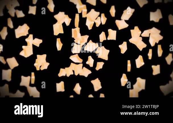 Flying many plain bread slices on black background. Foodstuff, Food and ...