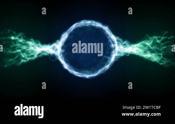 abstract blue green futuristic sci fi plasma circular form 3d animation of shining energy force ...