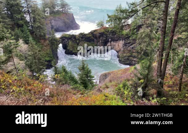 Natural Bridge in the southern Oregon Coast vied from the newly build ...