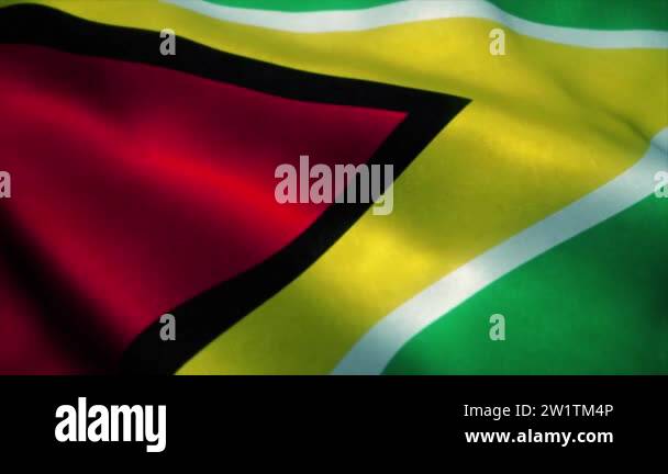 Guyana flag waving in the wind. National flag of Guyana. Sign of Guyana ...