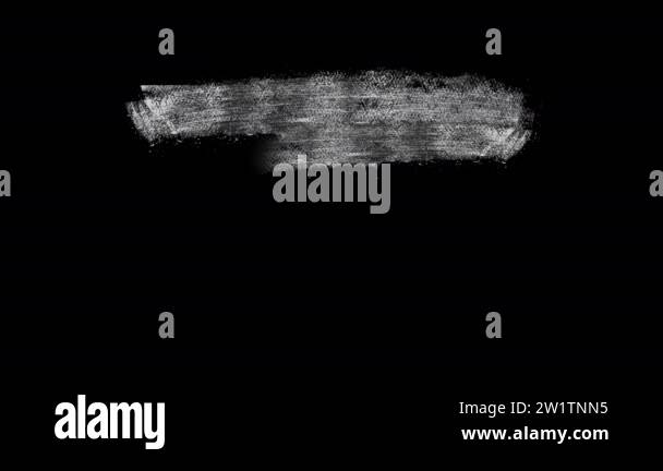 White paint chalk brush strokes on a black background. Transition for ...