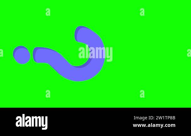 Vertical animation of question mark symbol falling from above on green ...