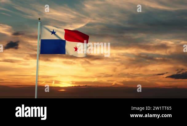 Panamanian flag waving depicts the national symbol of Panama. Showing a ...