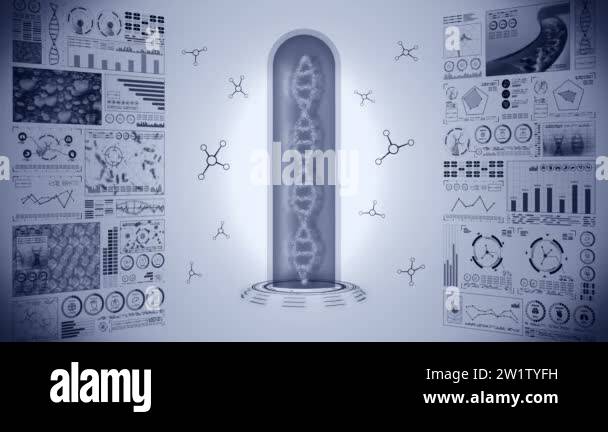 DNA helix molecule loop animation. DNA chromosome concept. Hologram ...