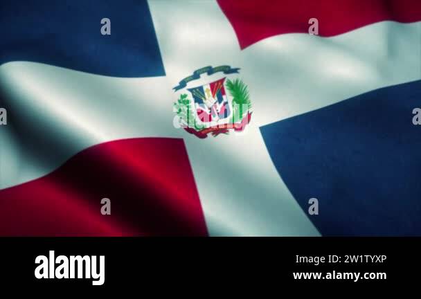 Dominican Republic flag waving in the wind. National flag of Dominican ...