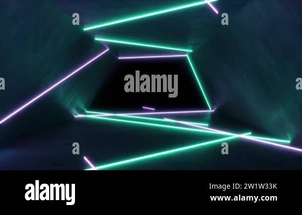 Abstract seamless looped 3d animation of neon, fluorescent ultraviolet ...