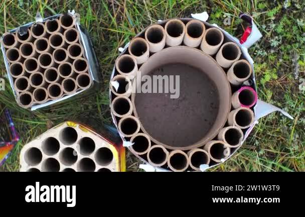 Used burnt fireworks, firecrackers lie on ground after the explosion in ...