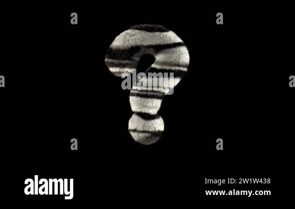 3D animated furry hairy zoo zebra text typeface with alpha channel ...