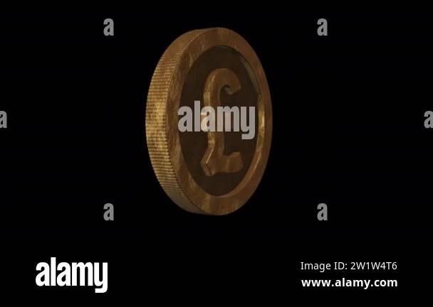Pound Sterling gold coin rotates on its axis. Transparent background ...