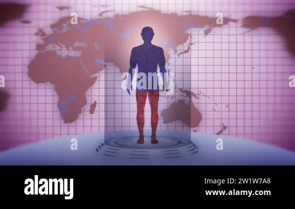 Man and Earth. Medical hologram loop animation. Human virtual body ...