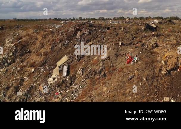 Contaminated with garbage and waste territory outside the city, side ...