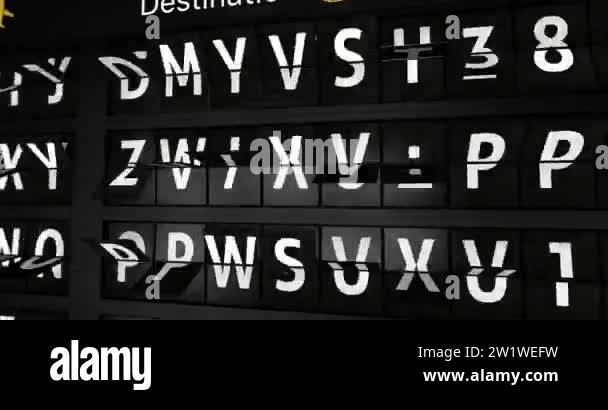 3D generated animation, analog flight information display board with ...