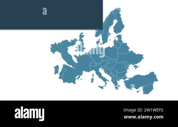 Italy map animation with map of Europe, largest cities and text ...