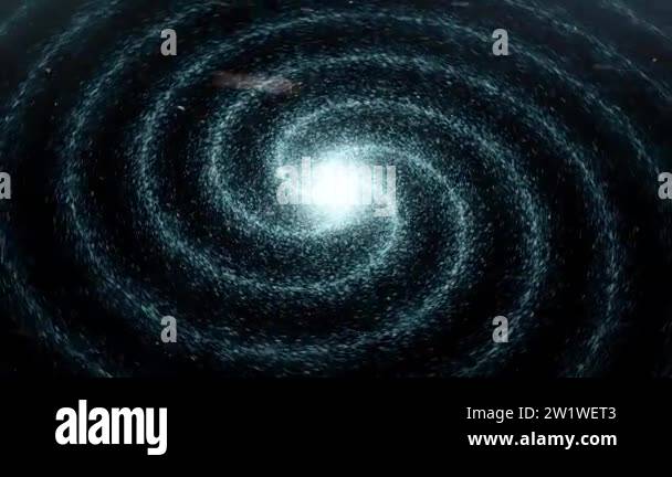 Galaxy in deep space of a spiral form rotating on black background ...